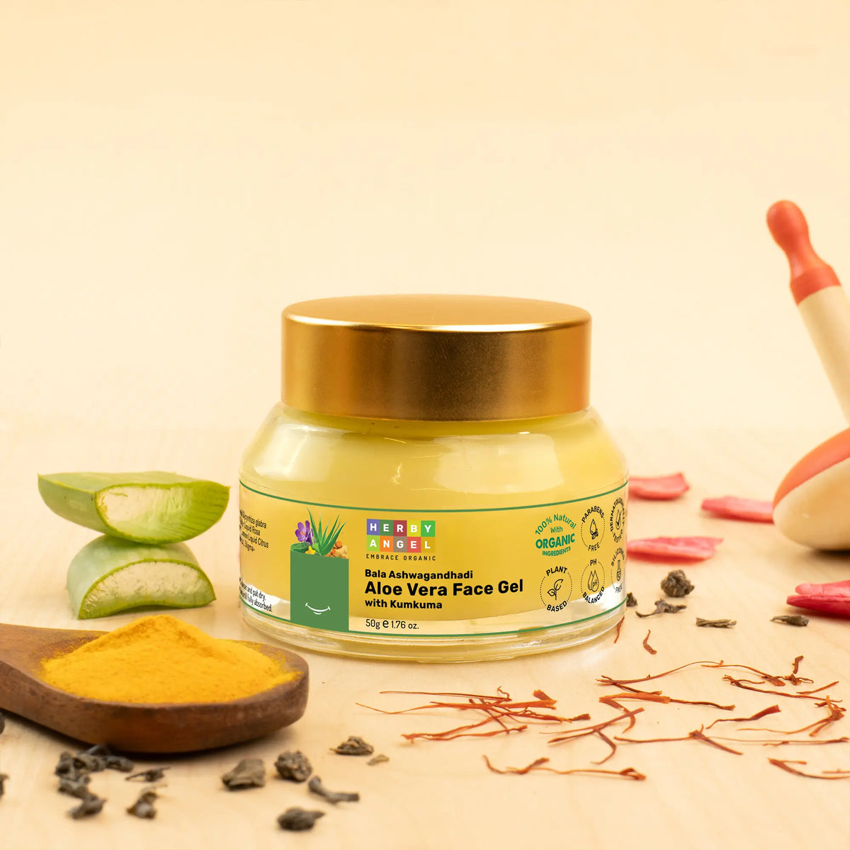 Herby Angel Bala Ashwagandhadi Aloe Vera Face Gel: Organic Ayurvedic ...