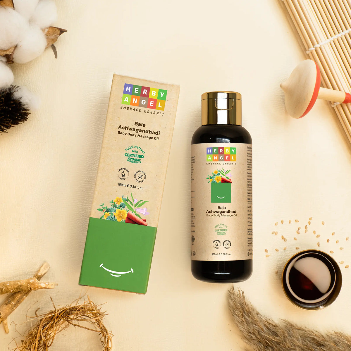 Herby Angel Bala Ashwagandhadi Baby Body Massage Oil: Ayurvedic ...