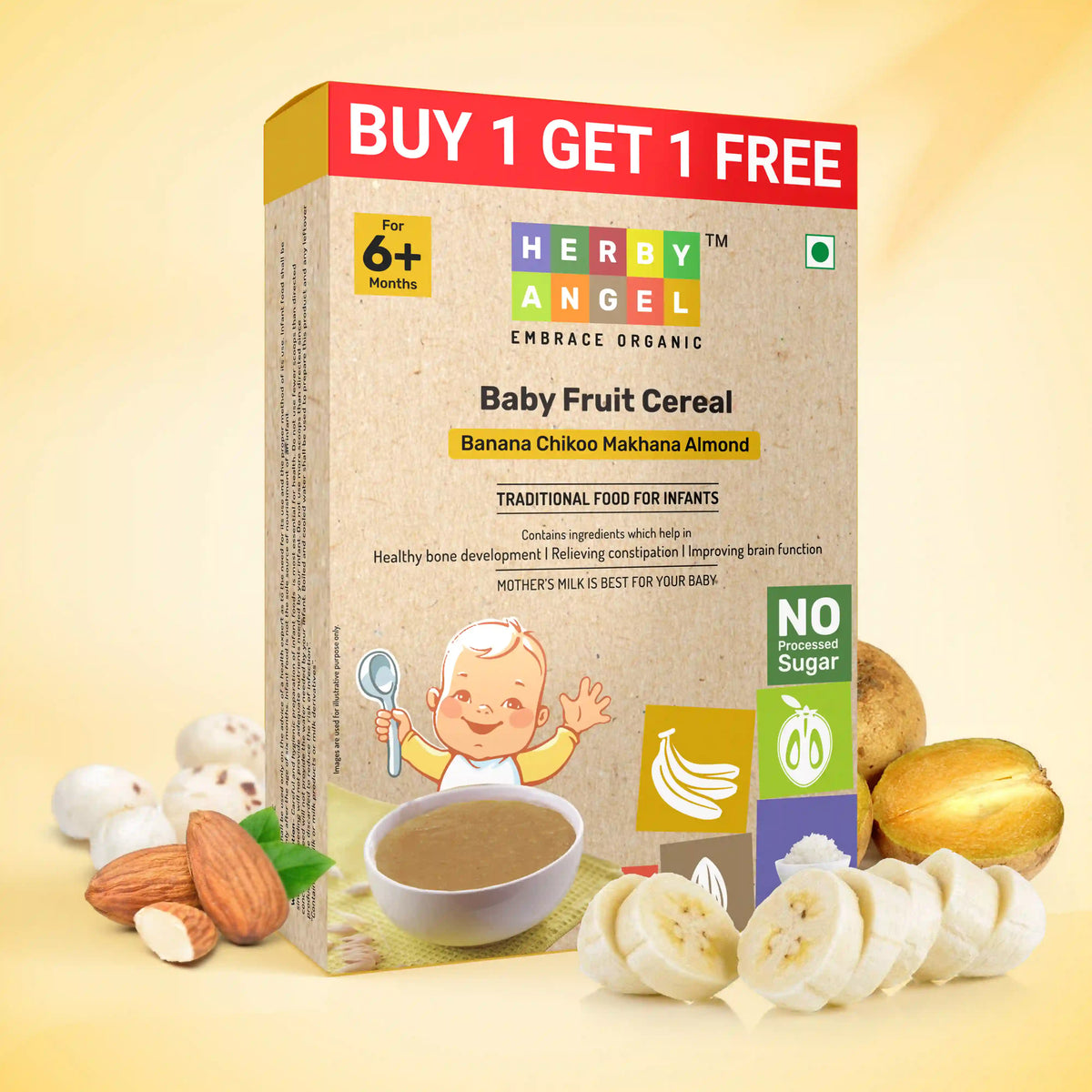 Herby Angel Banana-Chikoo Fruit Mix: Organic, Protein-Rich Baby Food – herbyangel.com