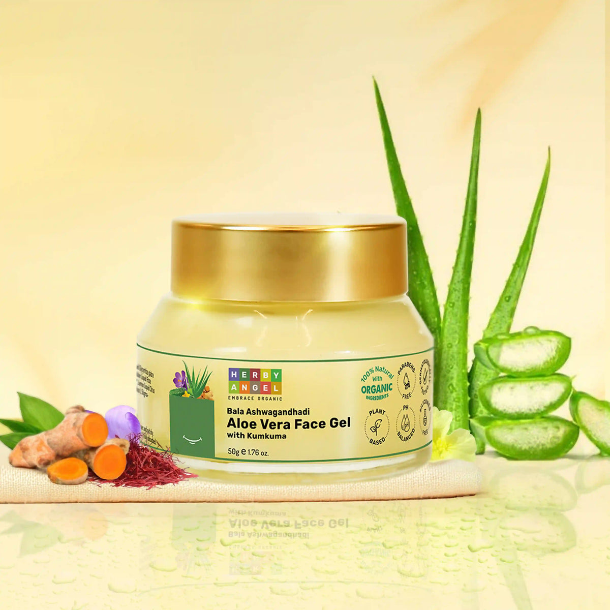 Herby Angel Bala Ashwagandhadi Aloe Vera Face Gel: Organic Ayurvedic ...