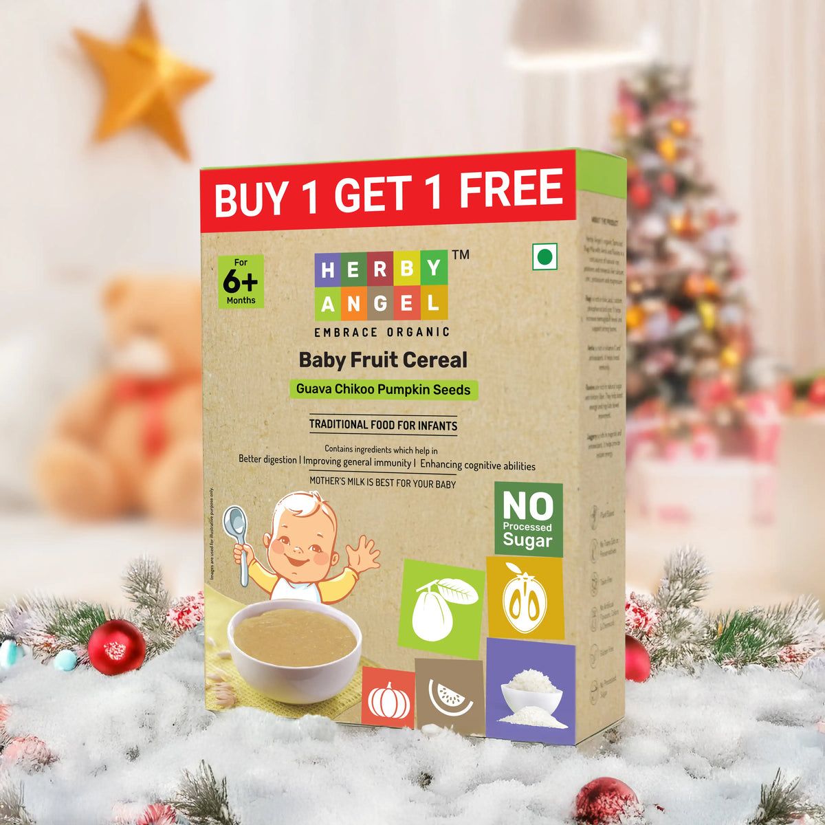 Herby Angel Guava-Chikoo Fruit Mix: Organic Baby Food for Immunity ...