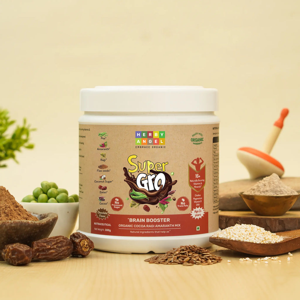 SuperGro Brain Booster with Ragi and Amaranth: Organic Milk Mix for ...